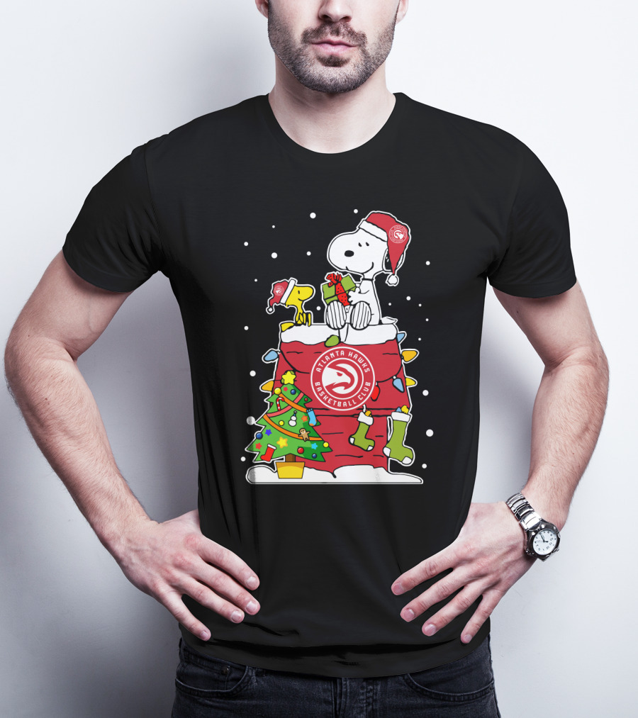 Atlanta Hawks Basketball Club Christmas Snoopy And Woodstock T-Shirt