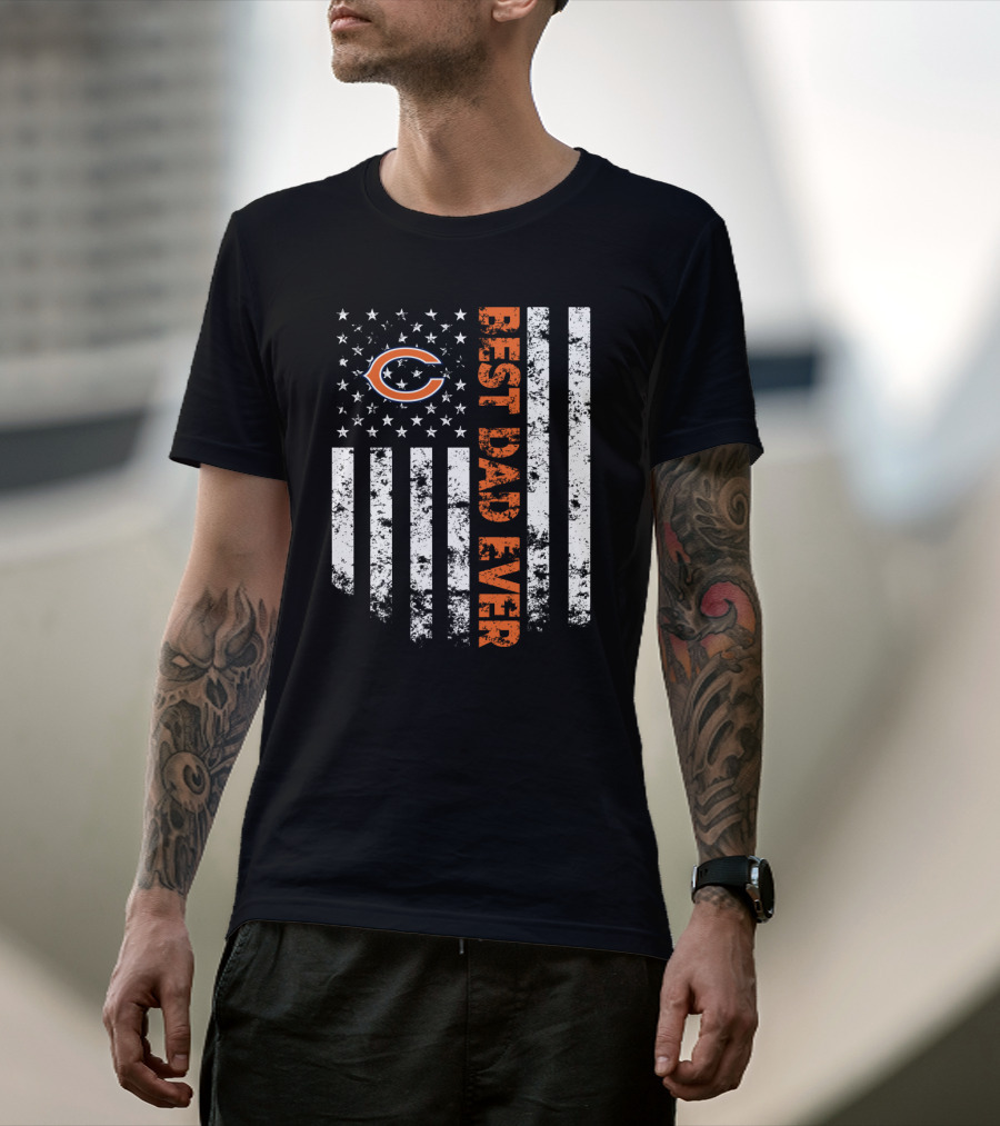 Best Chicago Bears Dad Ever American Flag T-Shirt