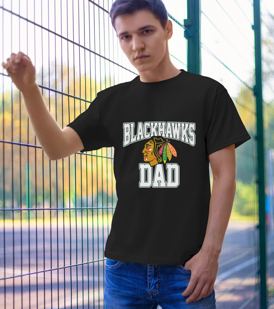 Chicago Blackhawks Dad Hockey Fan T-Shirt