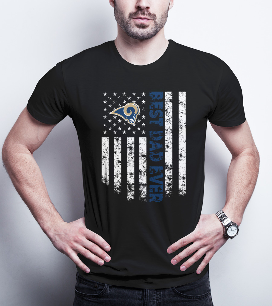 Best Dad Ever Los Angeles Rams Flag T-Shirt