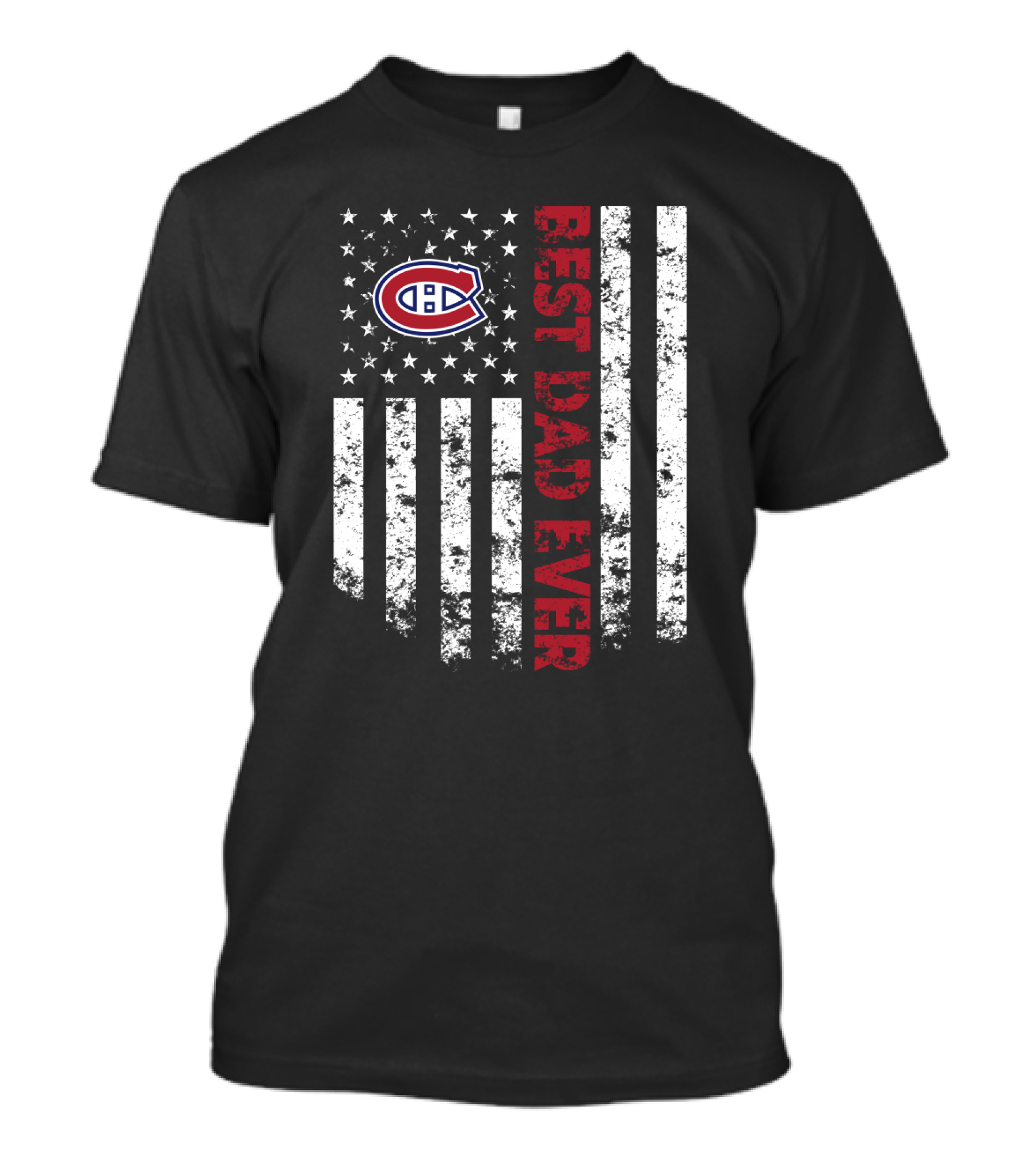 Montreal Canadiens Best Dad Ever Stars And Stripes Flag T-Shirt
