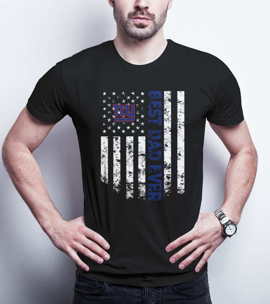 Best New York Giants Dad Ever American Flag T-Shirt
