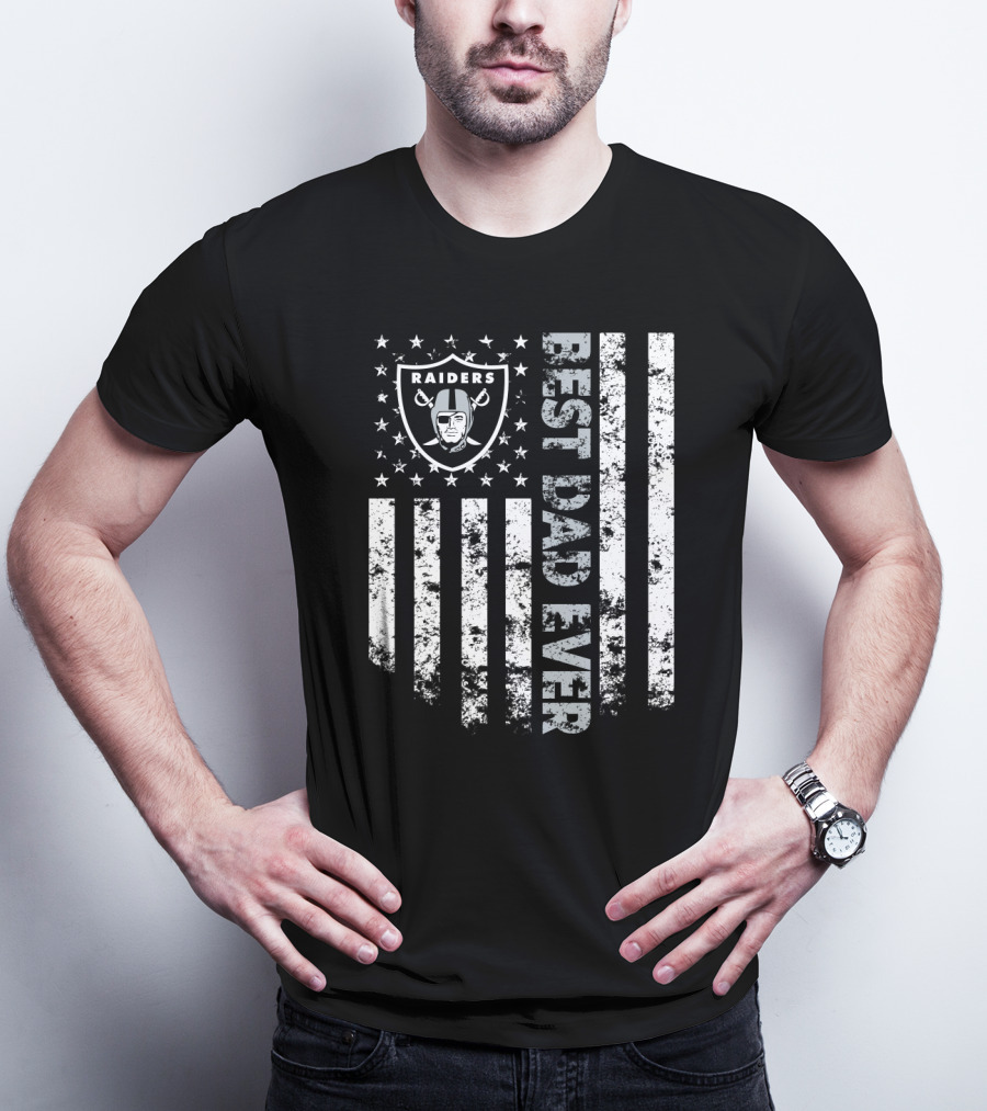 Raiders Best Dad Ever American Flag T-Shirt
