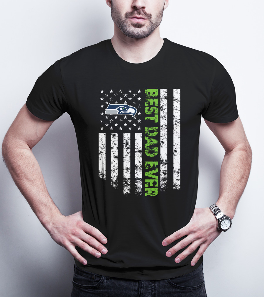Seattle Seahawks Best Dad Ever Flag T-Shirt