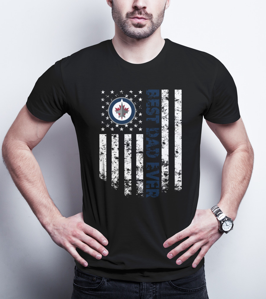 Best Winnipeg Jets Dad Ever American Flag T-Shirt