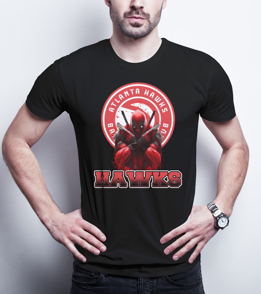 Atlanta Hawks Deadpool Logo Crossover Fan T-Shirt