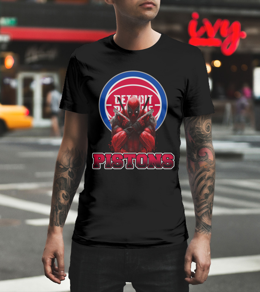 Detroit Pistons Deadpool Mashup Fan Merchandise T-Shirt