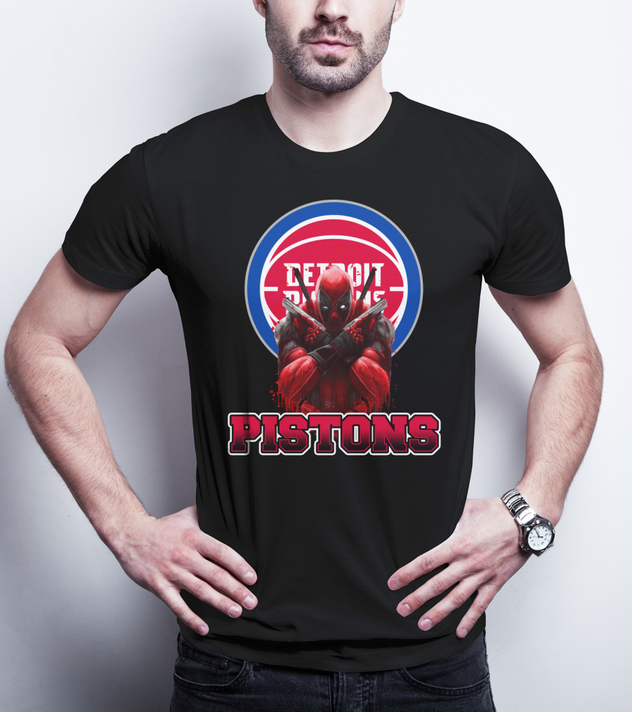 Detroit Pistons Deadpool Mashup Fan Merchandise T-Shirt