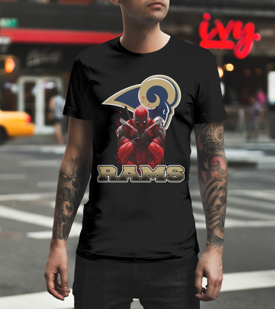 Rams And Deadpool Crossover With Los Angeles NFL T-Shirt