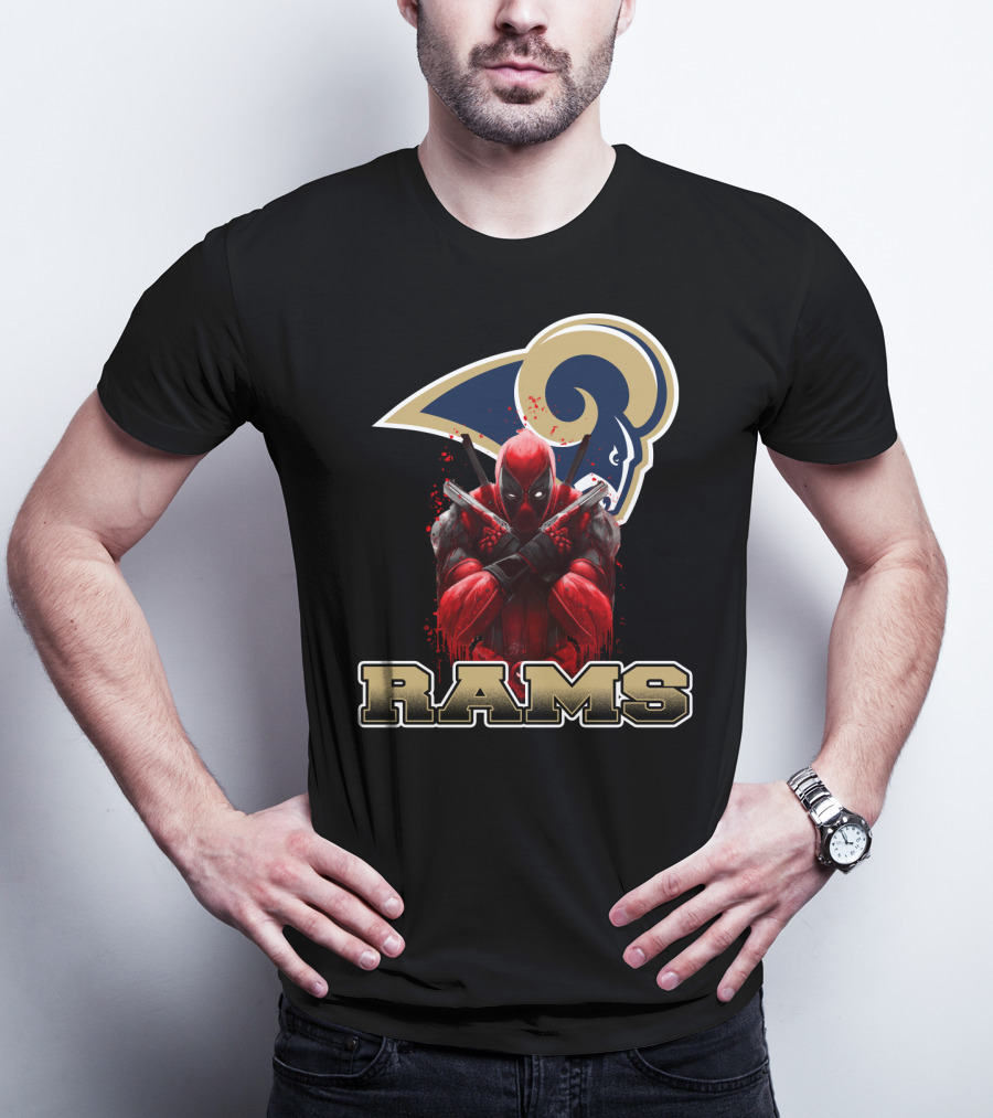 Rams And Deadpool Crossover With Los Angeles NFL T-Shirt