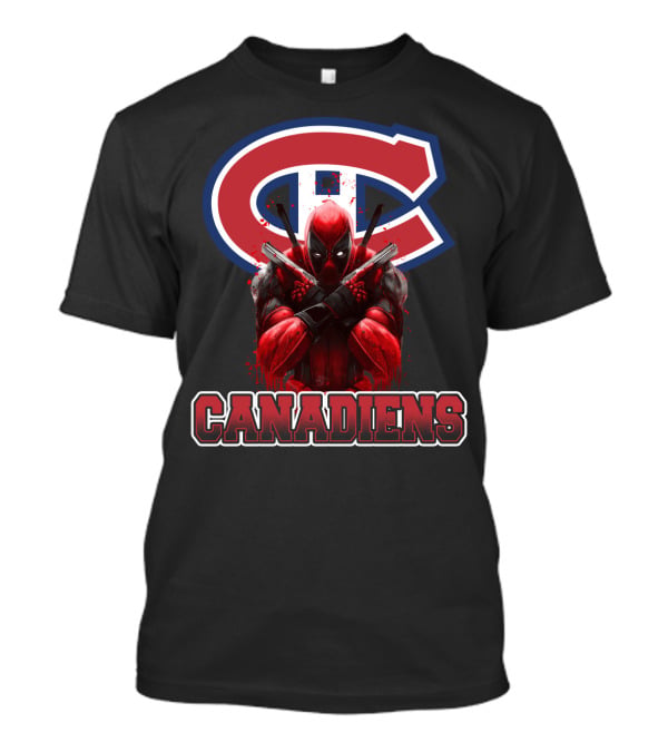 Montreal Canadiens Enthusiasts With Deadpool Fandom Crossover T-Shirt