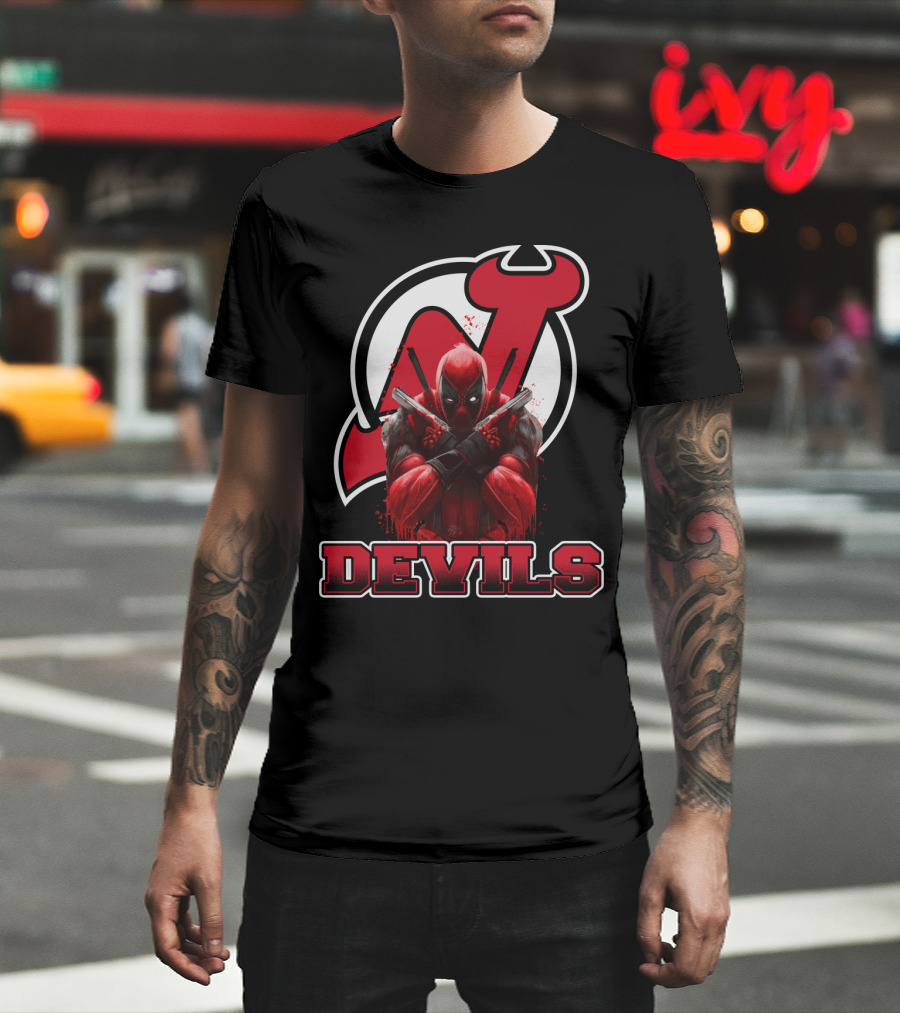 New Jersey Devils And Deadpool Crossover Fans Enthusiast Combo T-Shirt