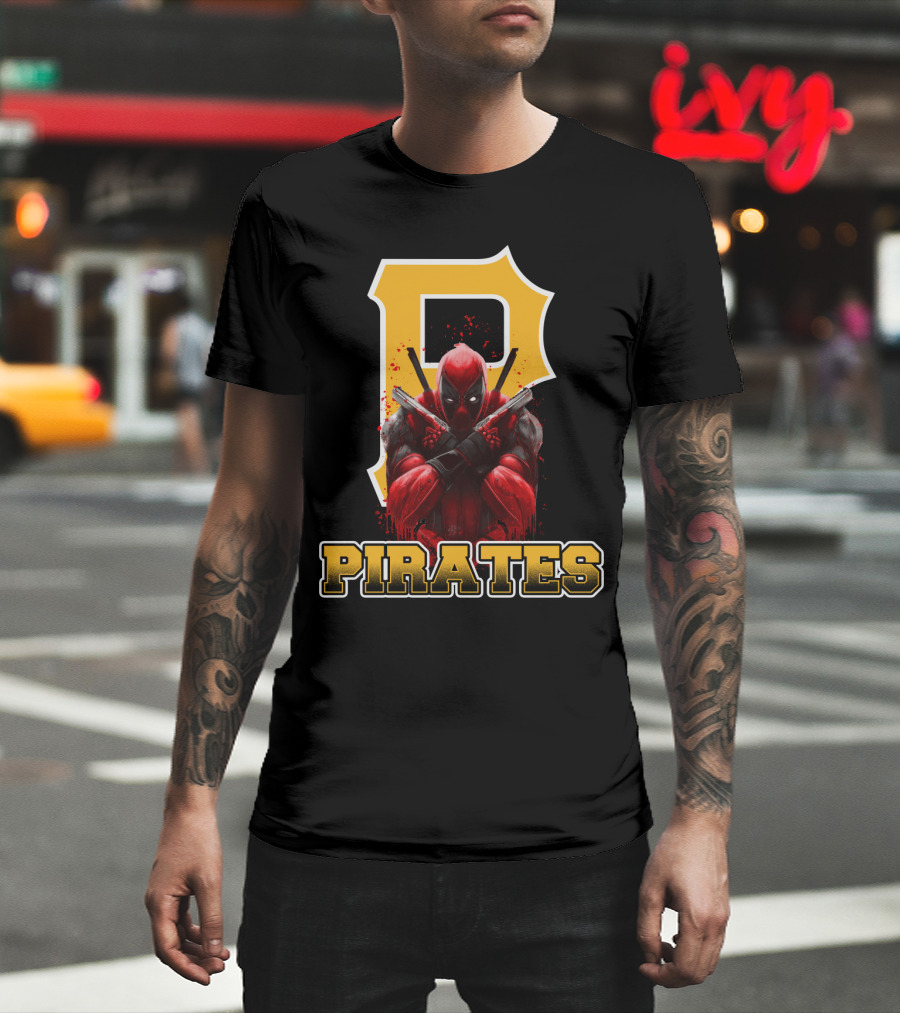 Pittsburgh Pirates Deadpool Crossover Fans Baseball Superhero Mashup T-Shirt