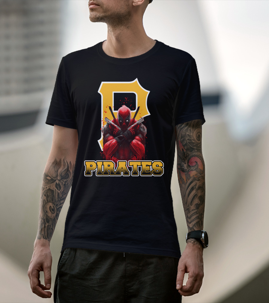 Pittsburgh Pirates Deadpool Crossover Fans Baseball Superhero Mashup T-Shirt