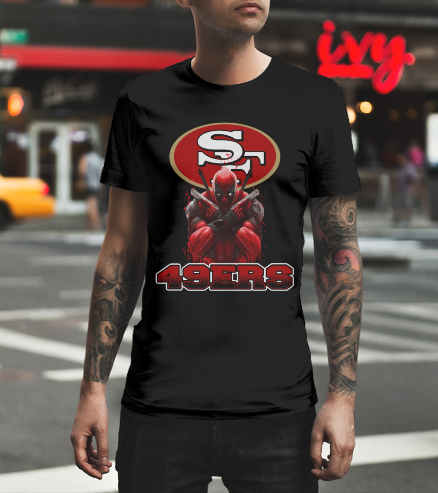 San Francisco 49ers NFL Logo And Deadpool Character Collaboration For Fans T-Shirt