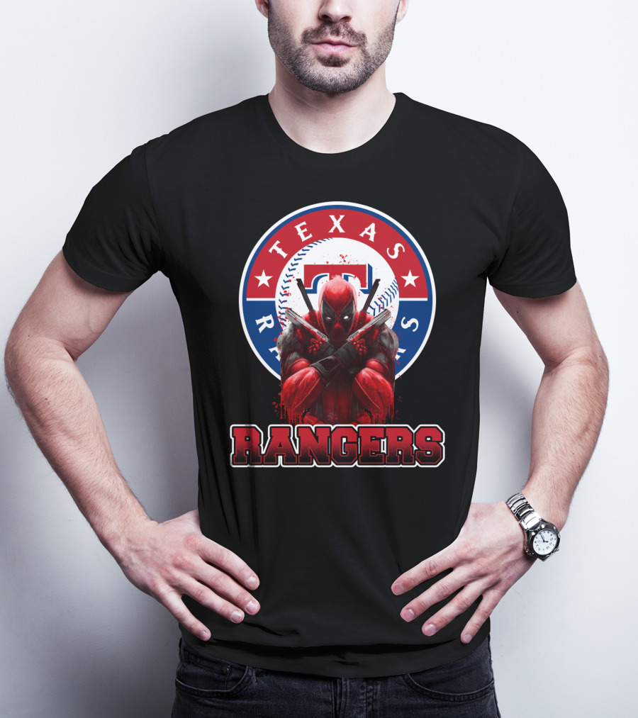Texas Rangers Deadpool Crossover With Baseball T-Shirt