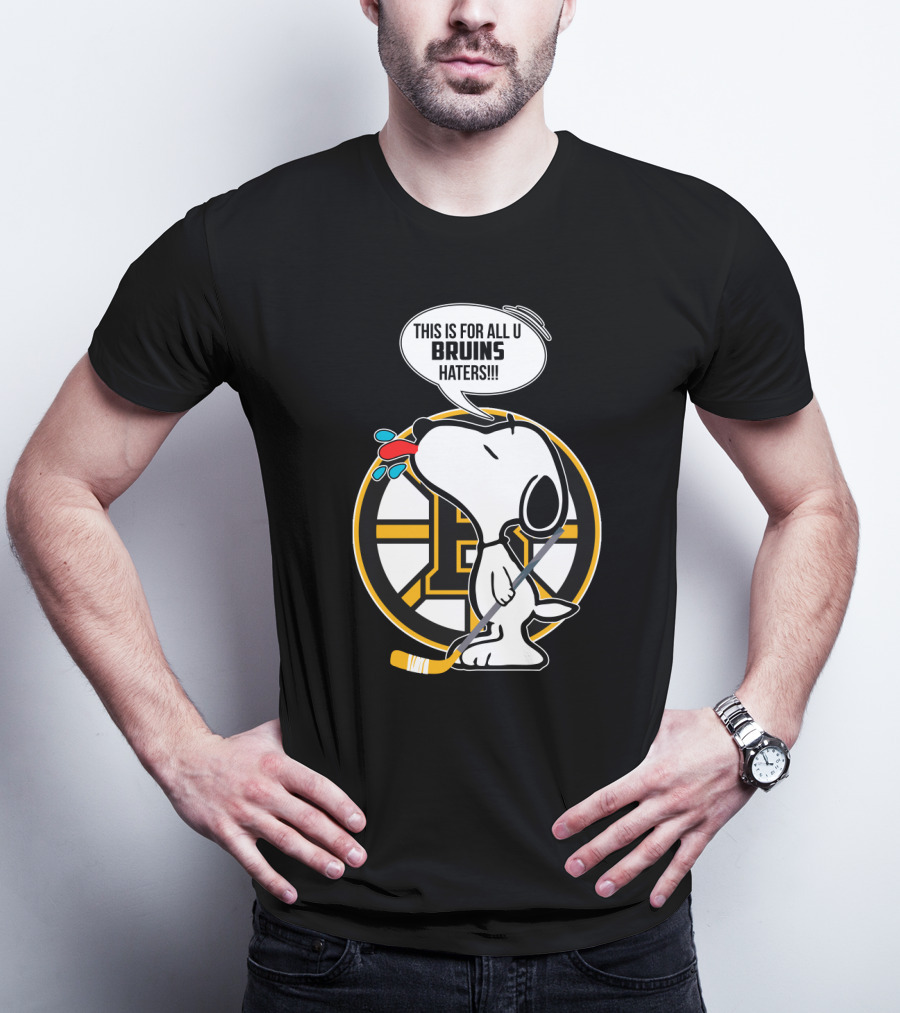 Snoopy Boston Bruins Haters Message With Hockey Stick T-Shirt