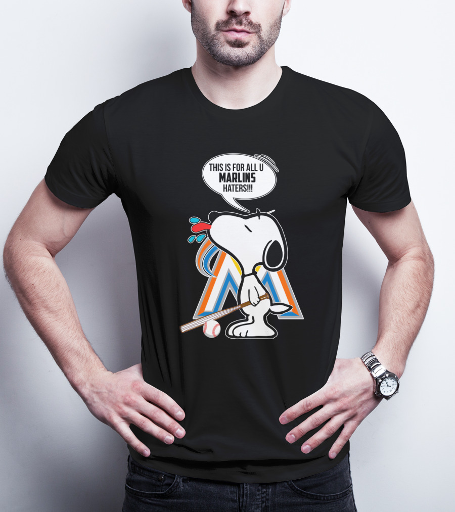 Snoopy Miami Marlins Haters Baseball Fan Humor T-Shirt