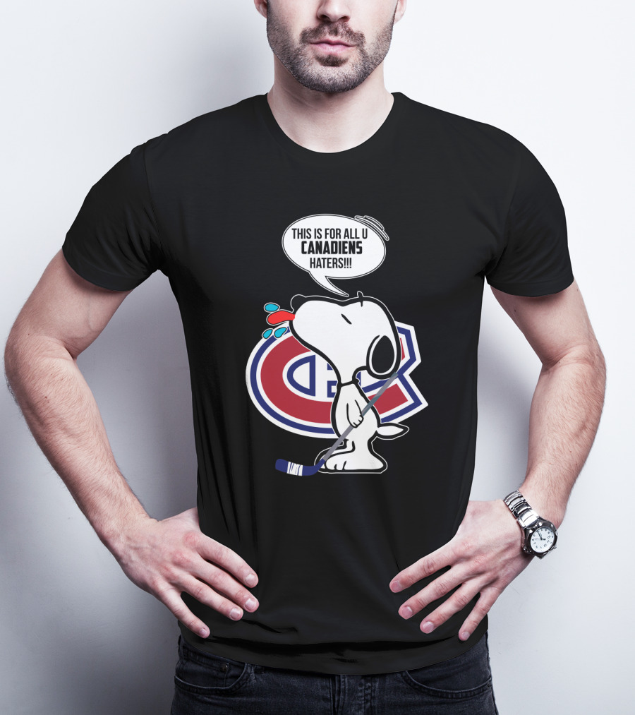 Snoopy Ice Hockey Montreal Canadiens Haters Fans Hockey Stick T-Shirt