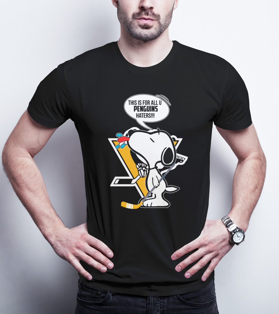 Snoopy Pittsburgh Penguins Hockey Speech Bubble Fan T-Shirt