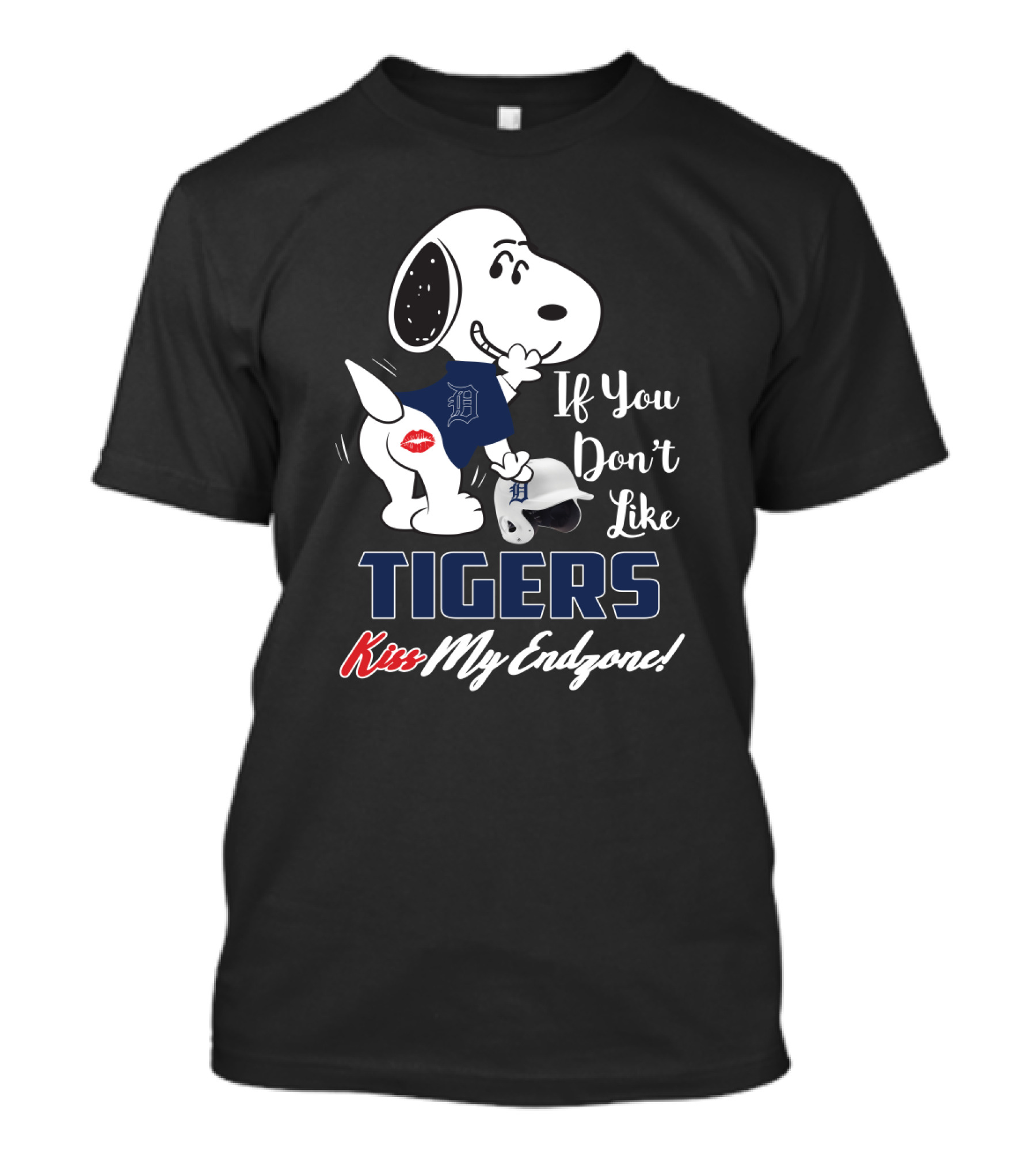 Snoopy If You Don't Like Tigers Kiss My Endzone Detroit Tigers T-Shirt