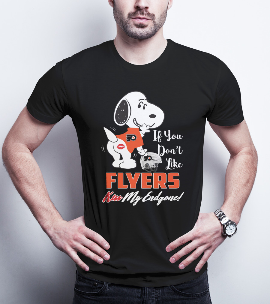Snoopy Wearing Philadelphia Flyers Jersey If You Don't Like Flyers Kiss My Endzone T-Shirt