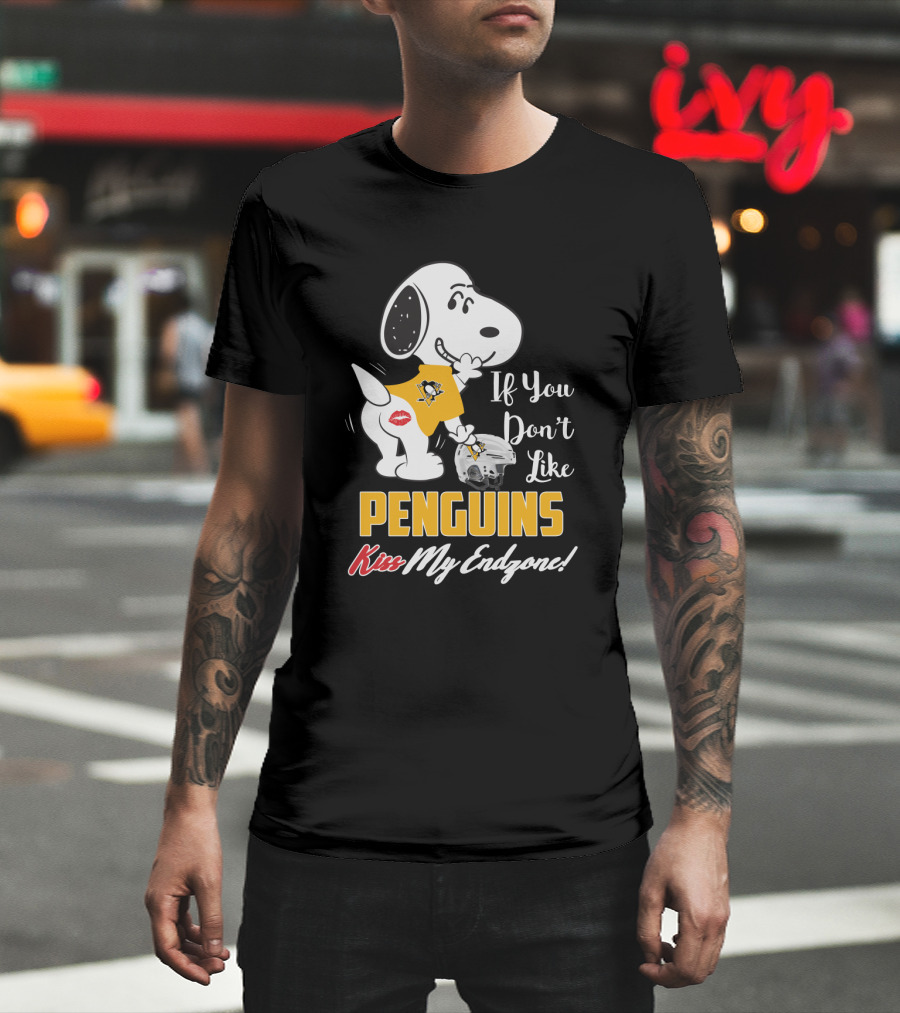 If You Don't Like Penguins Kiss My Endzone Snoopy Pittsburgh Penguins T-Shirt