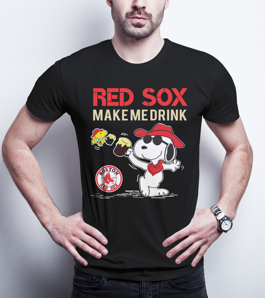 Red Sox Make Me Drink Snoopy Boston Red Sox Fans T-Shirt