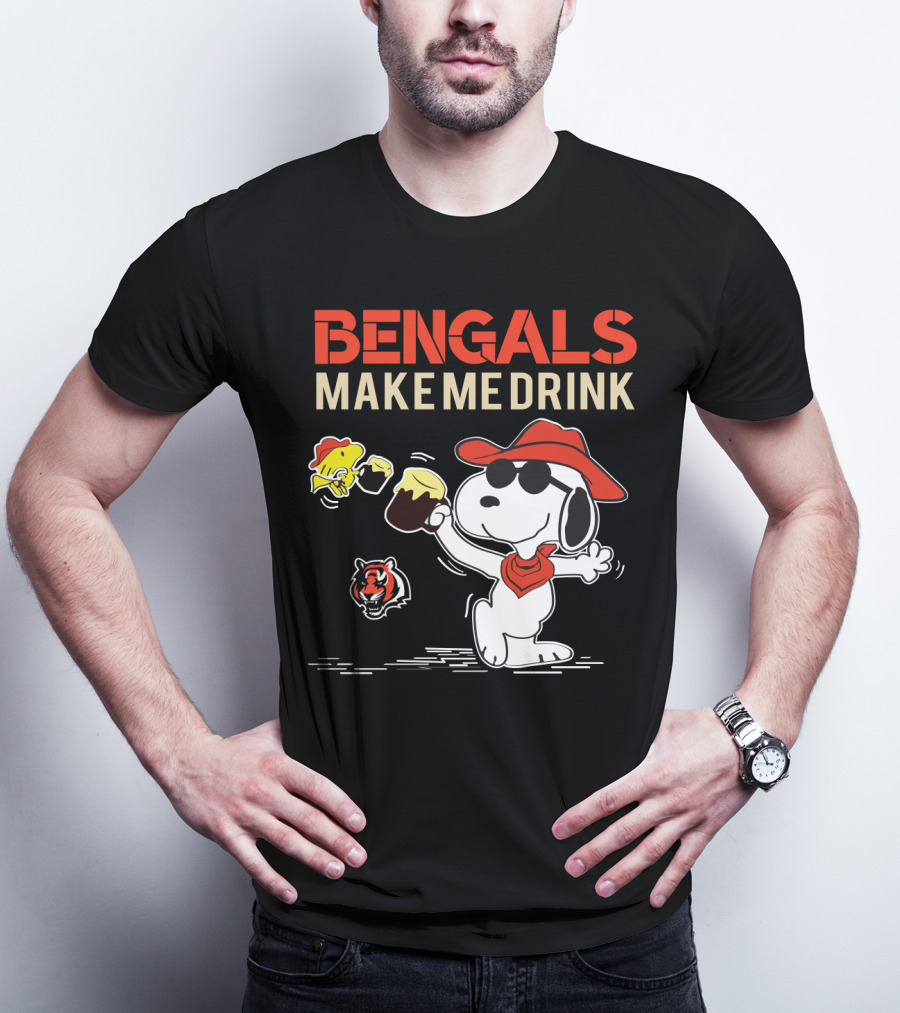Bengals Make Me Drink Snoopy Cincinnati Bengals T-Shirt