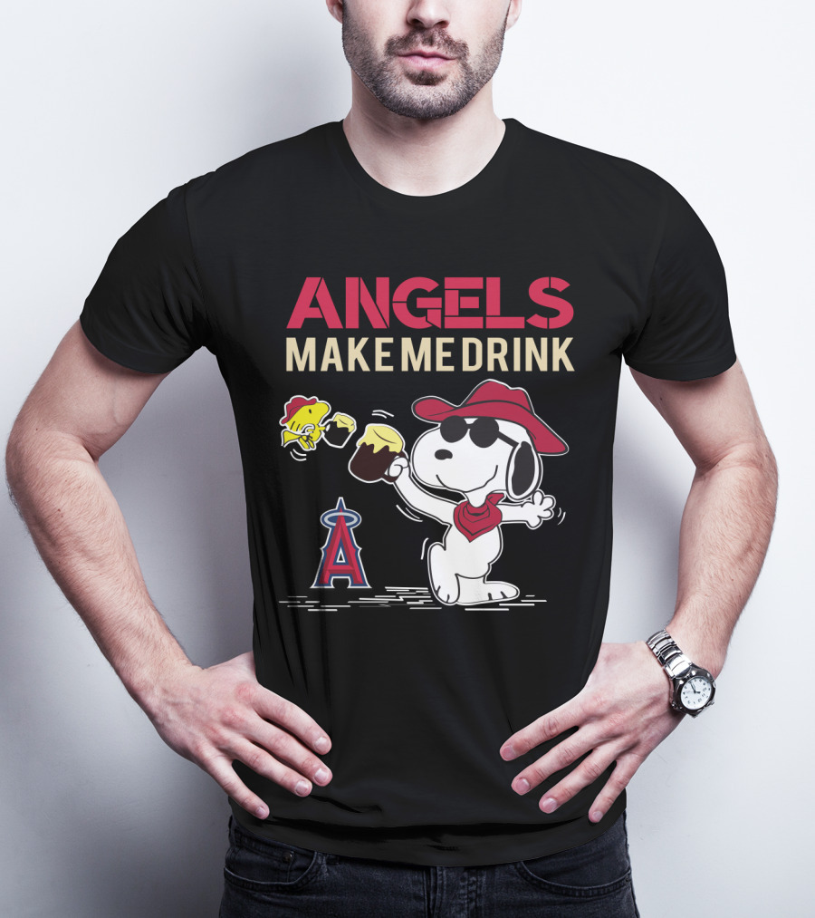 Angels Make Me Drink Snoopy Los Angeles Fans T-Shirt