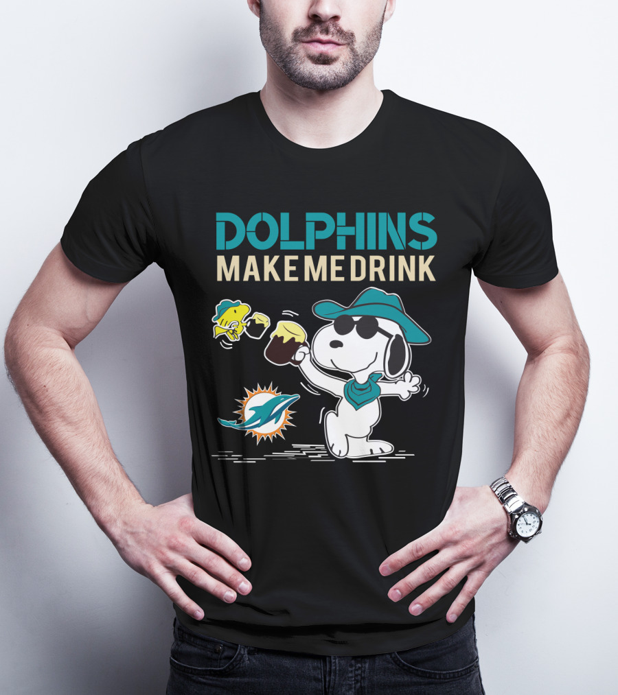 Dolphins Make Me Drink Snoopy Miami Dolphins Fans T-Shirt