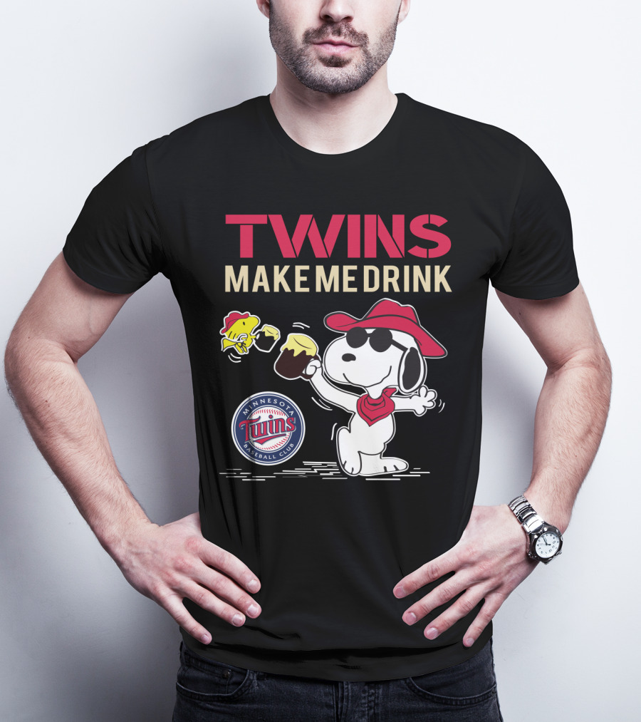 Twins Make Me Drink Snoopy Minnesota Baseball Club T-Shirt