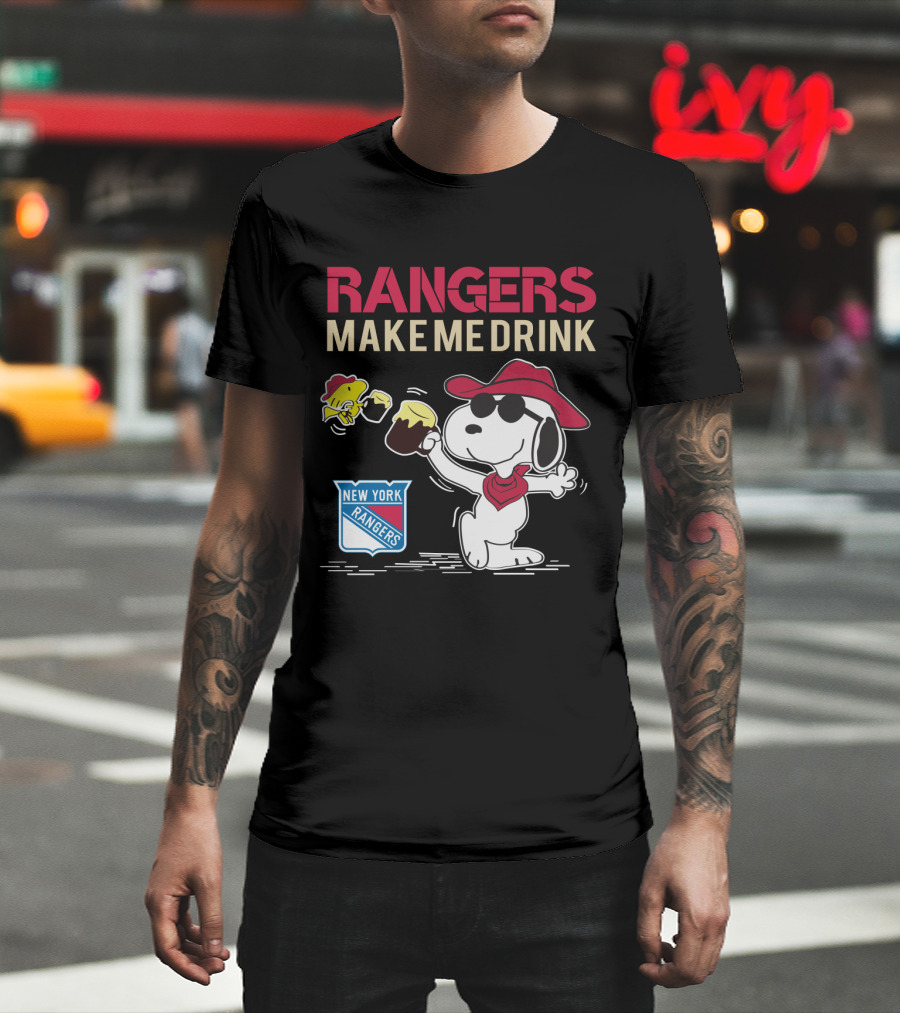Rangers Make Me Drink Snoopy Celebrates New York Rangers Fans T-Shirt