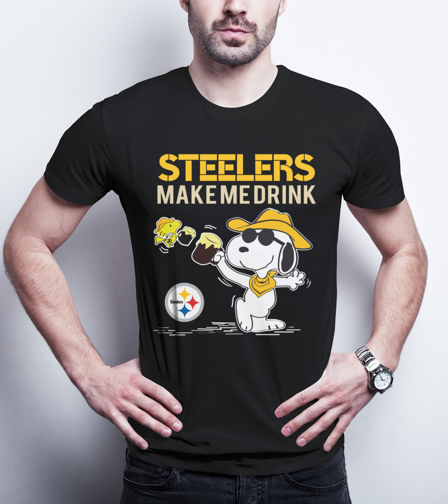 Steelers Make Me Drink Snoopy Pittsburgh Steelers Fans T-Shirt