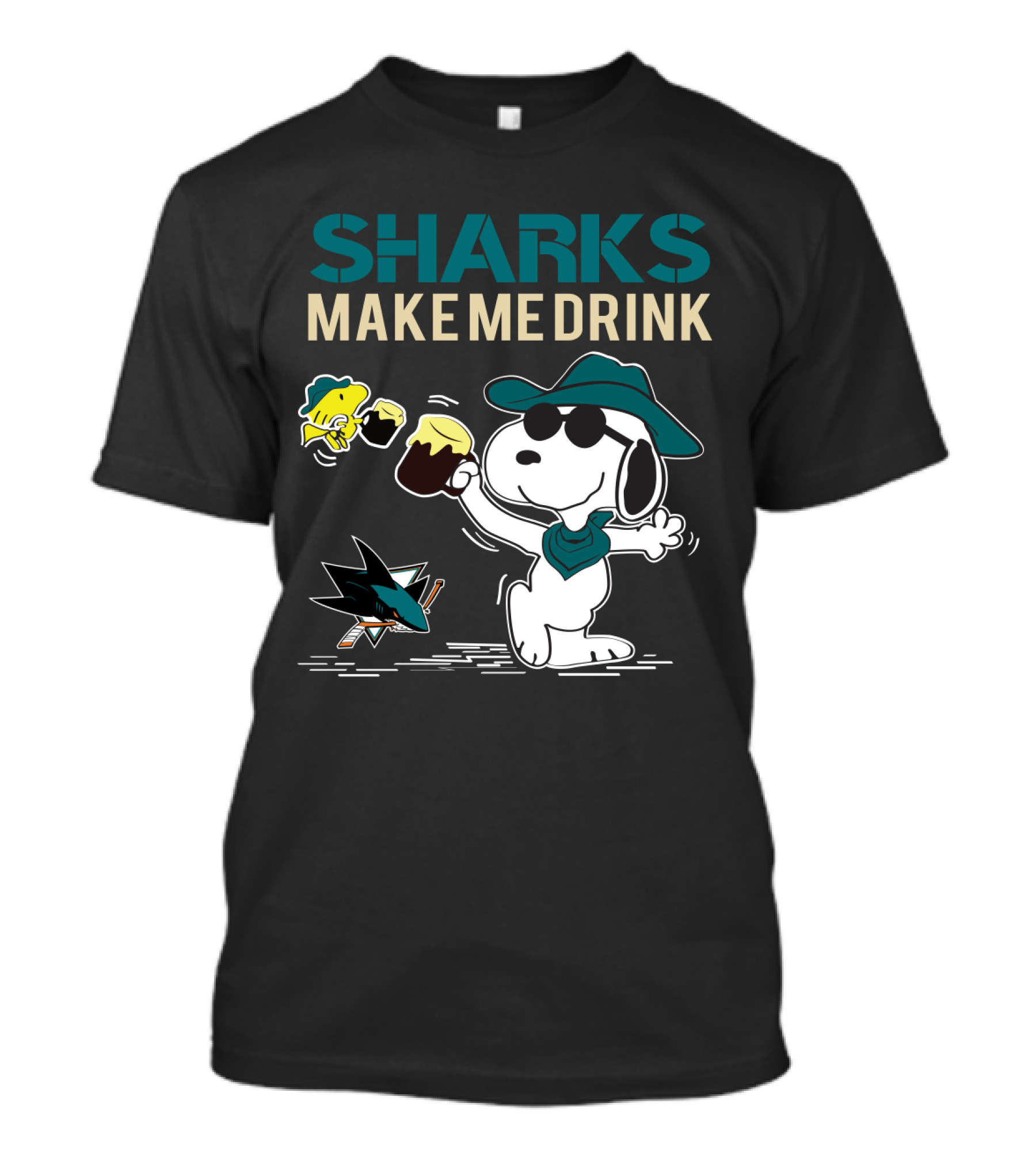 Snoopy Sharks Make Me Drink San Jose Fans T-Shirt