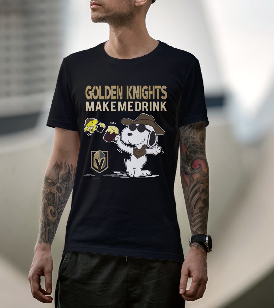 Snoopy Golden Knights Make Me Drink Vegas Fans Peanuts Style T-Shirt