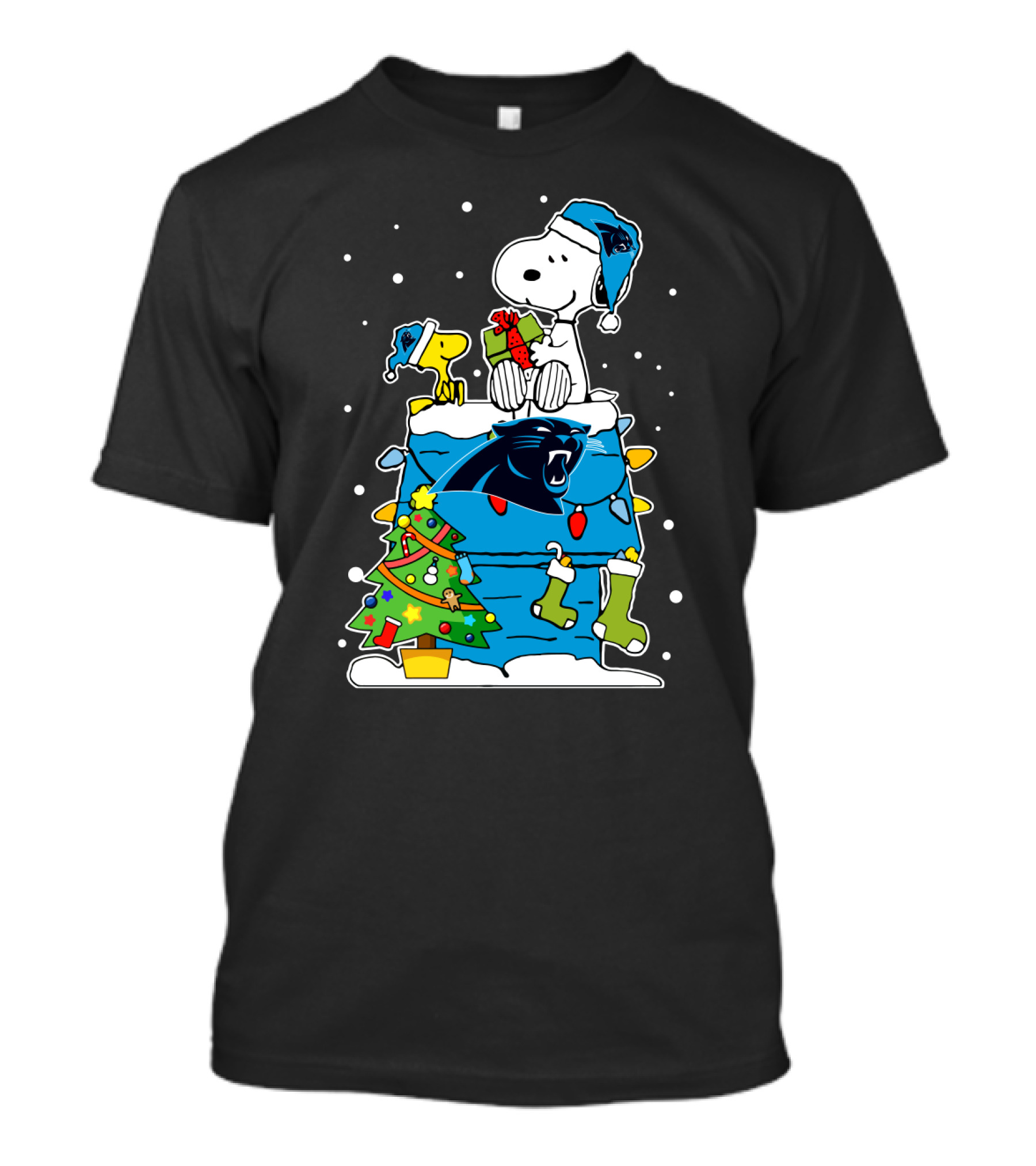 Carolina Panthers And Snoopy Christmas Celebration T-Shirt