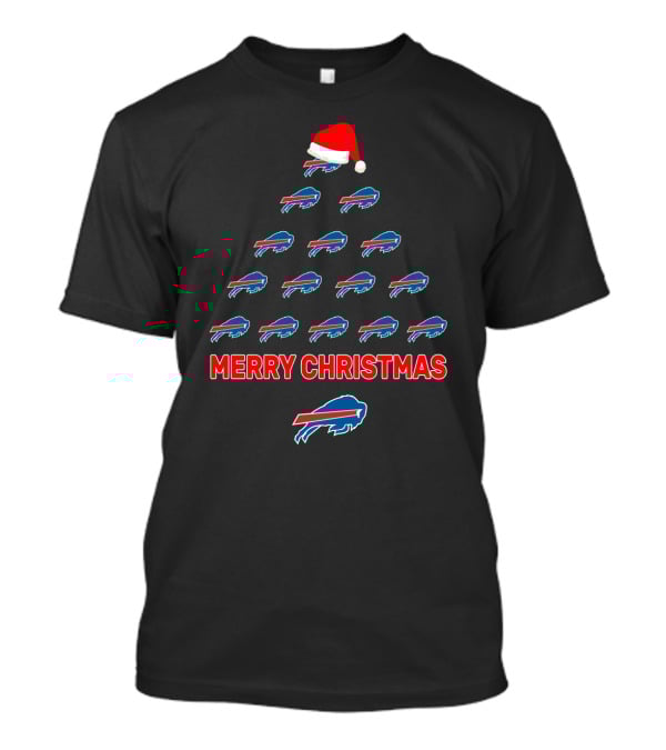 Merry Christmas Buffalo Bills Santas Holiday Tree T-Shirt