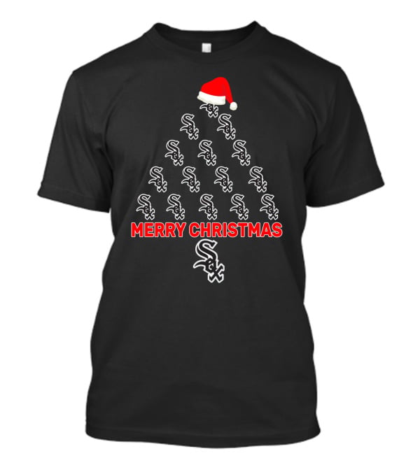 Merry Christmas Chicago White Sox Santa Hat Tree Fan T-Shirt