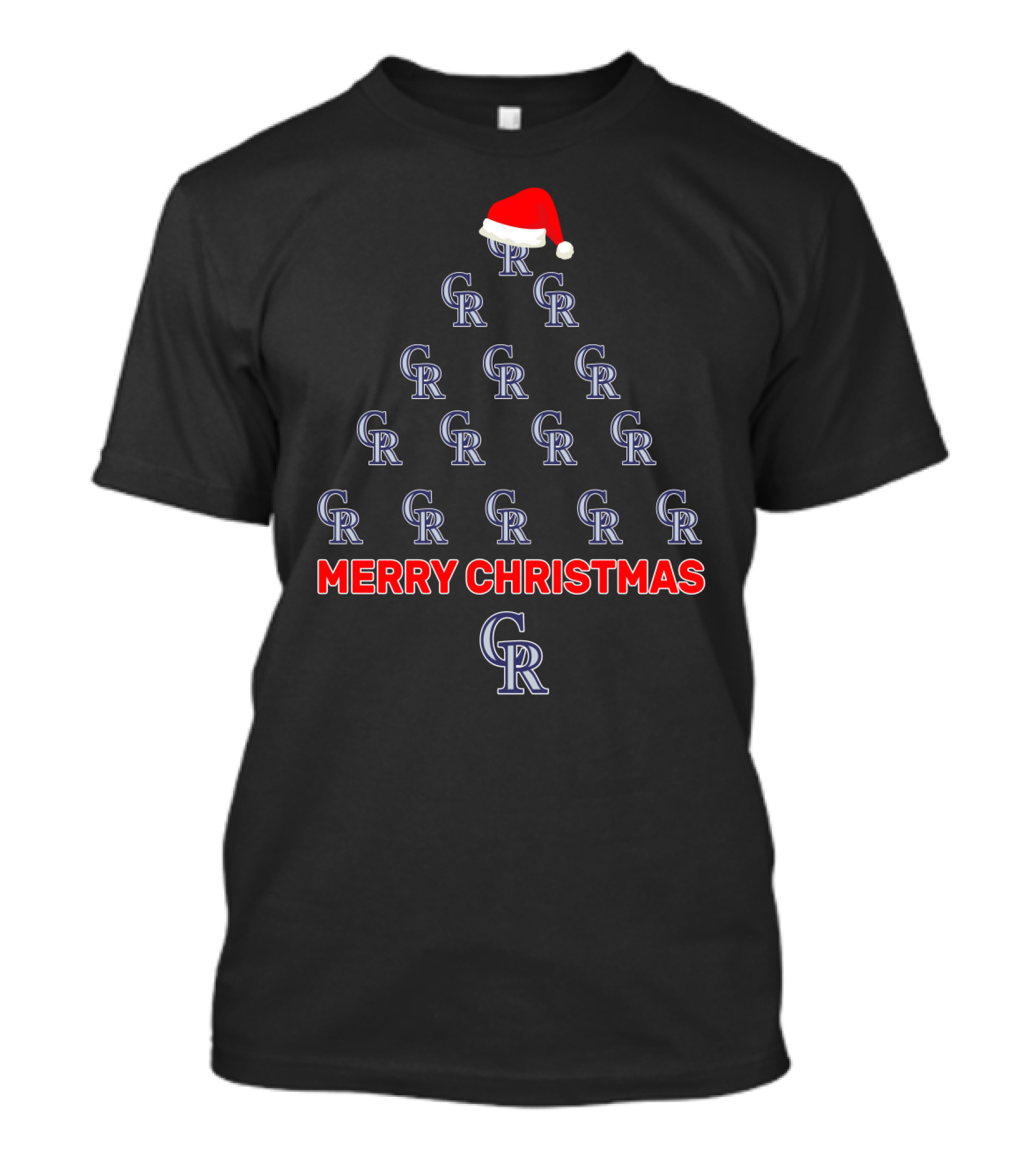 Merry Christmas Colorado Rockies Tree With Santa Hat T-Shirt