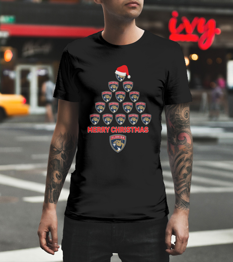 Merry Christmas Florida Panthers Holiday Tree T-Shirt