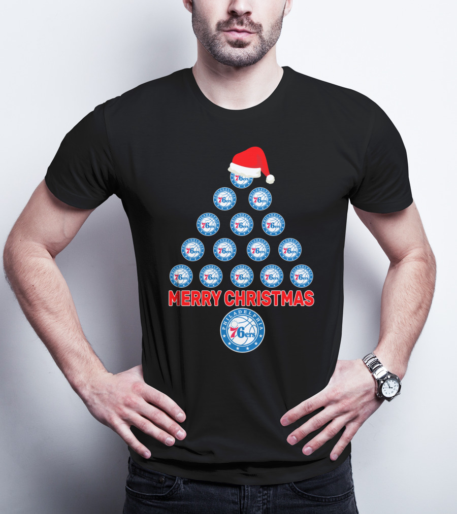 Merry Christmas Philadelphia 76ers Fans Christmas Tree T-Shirt