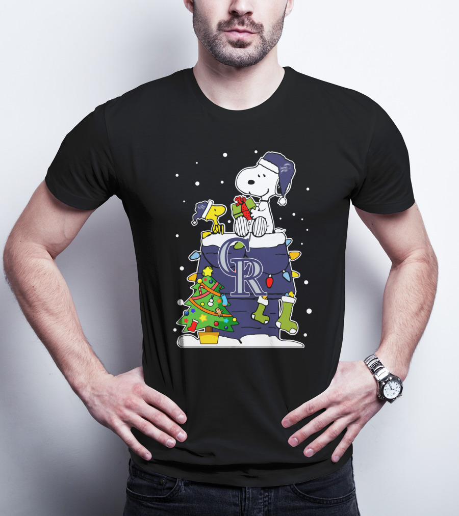 Colorado Rockies Snoopy And Woodstock Christmas T-Shirt