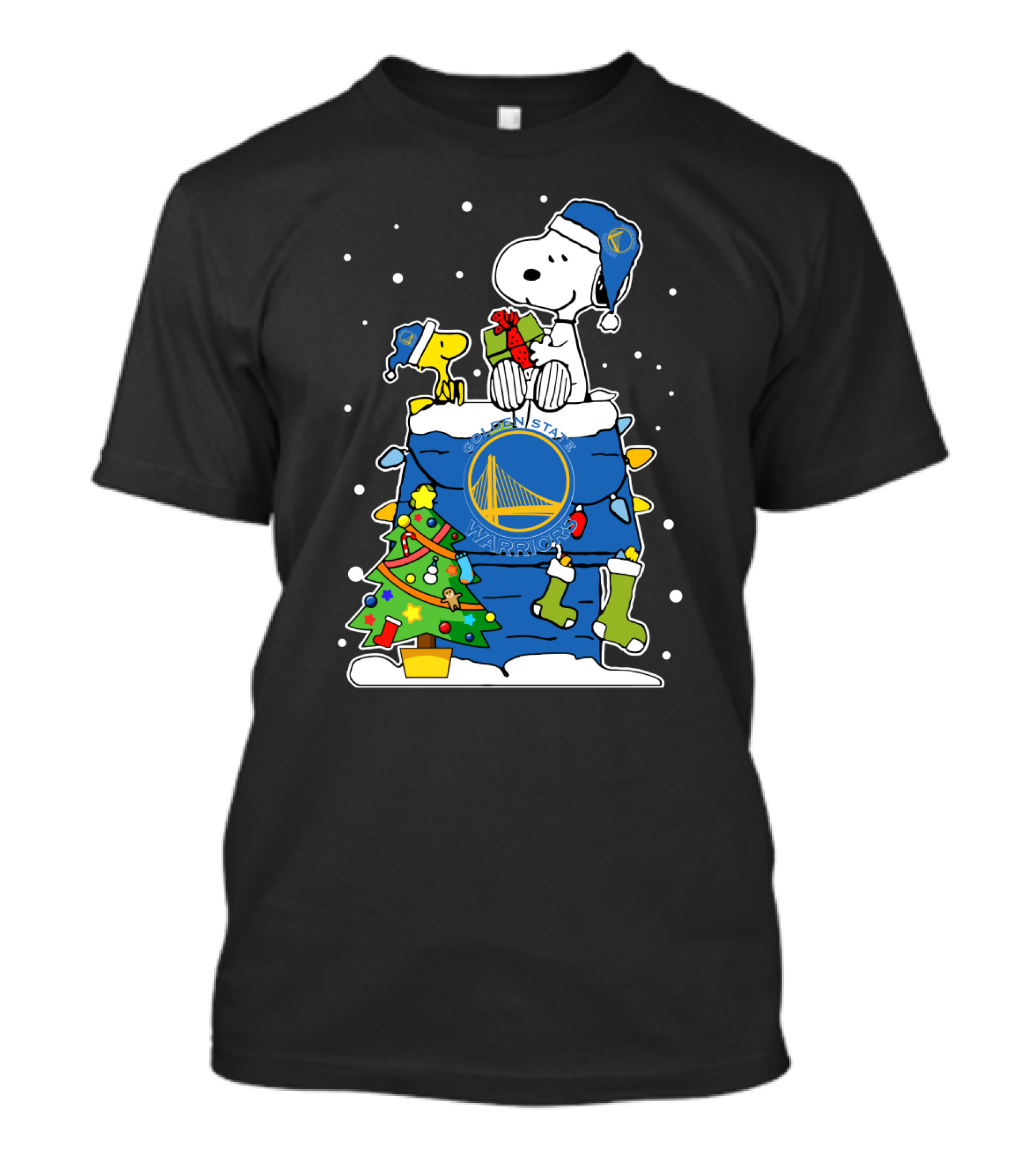 Golden State Warriors Snoopy Christmas Holiday Scene T-Shirt