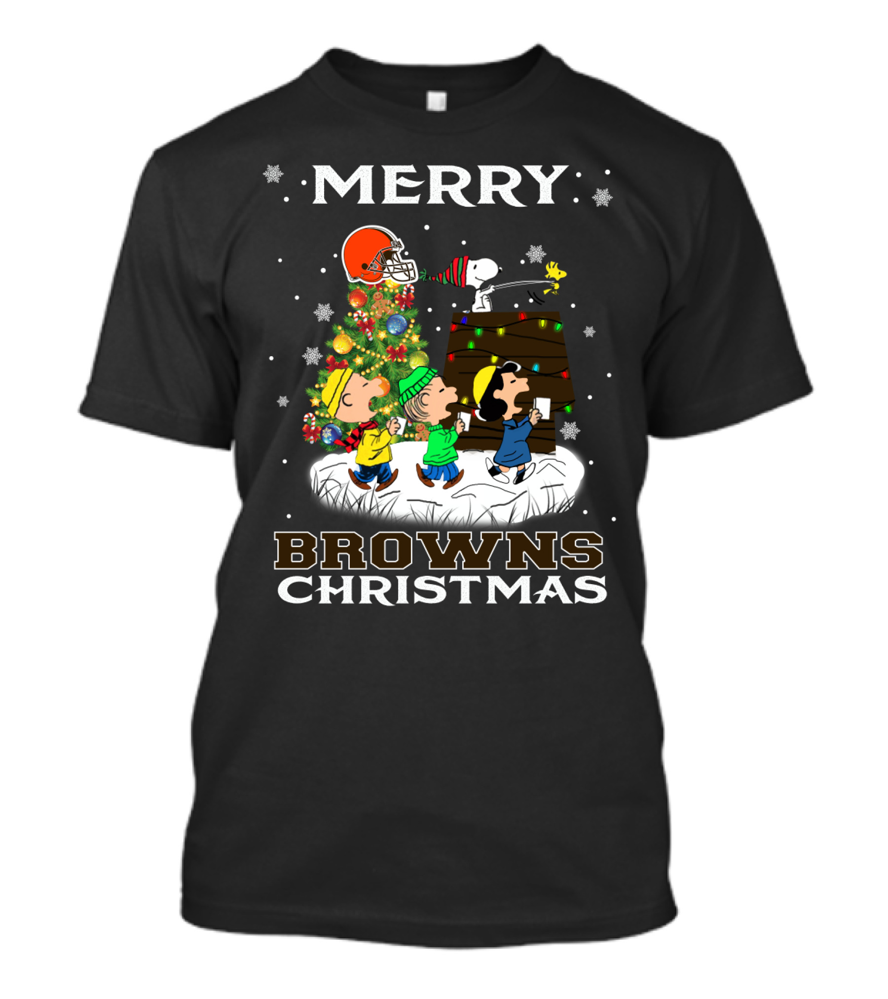 Merry Browns Christmas Snoopy And Friends Cleveland Fans T-Shirt