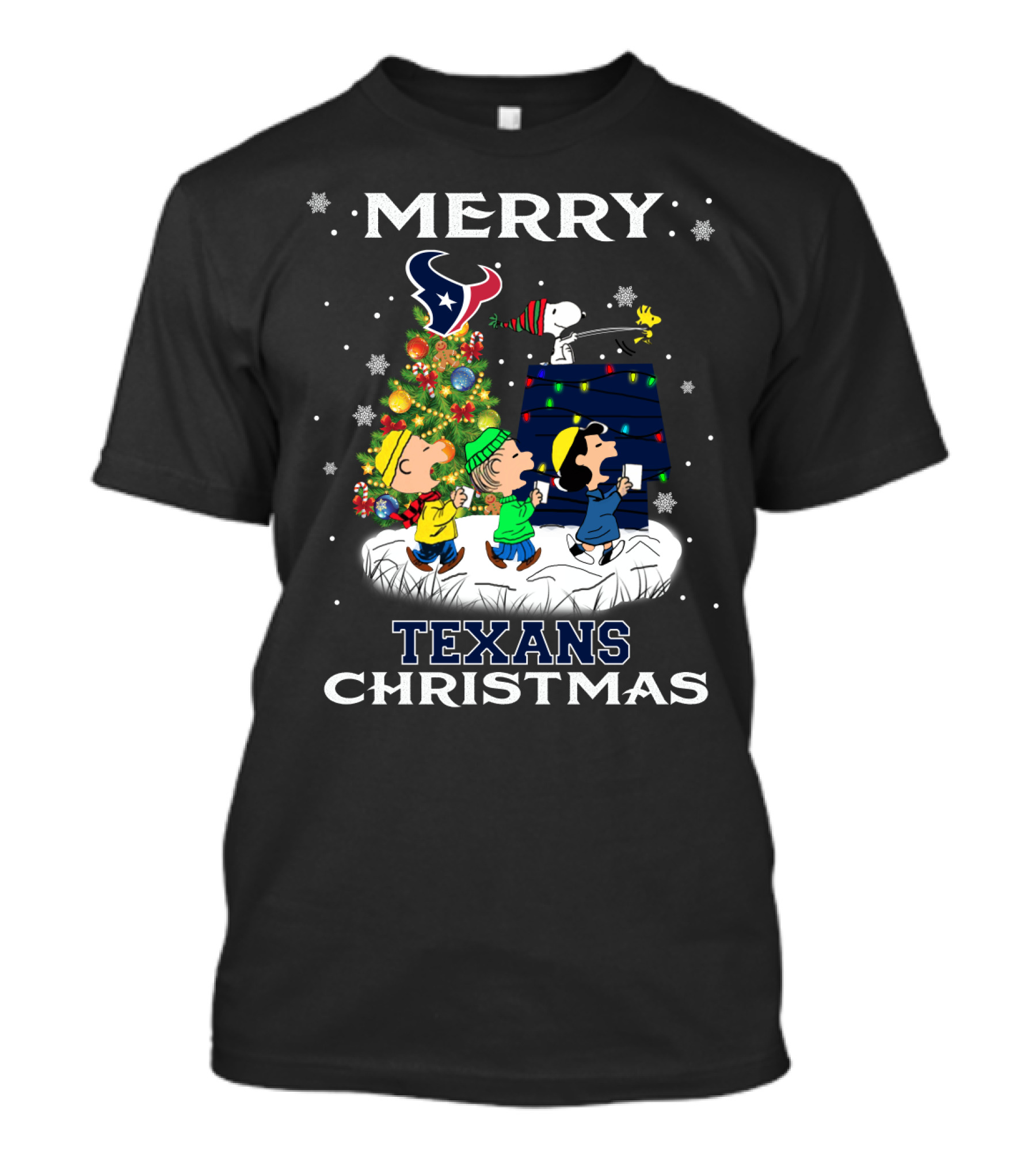 Merry Texans Christmas Snoopy And Friends With Houston T-Shirt