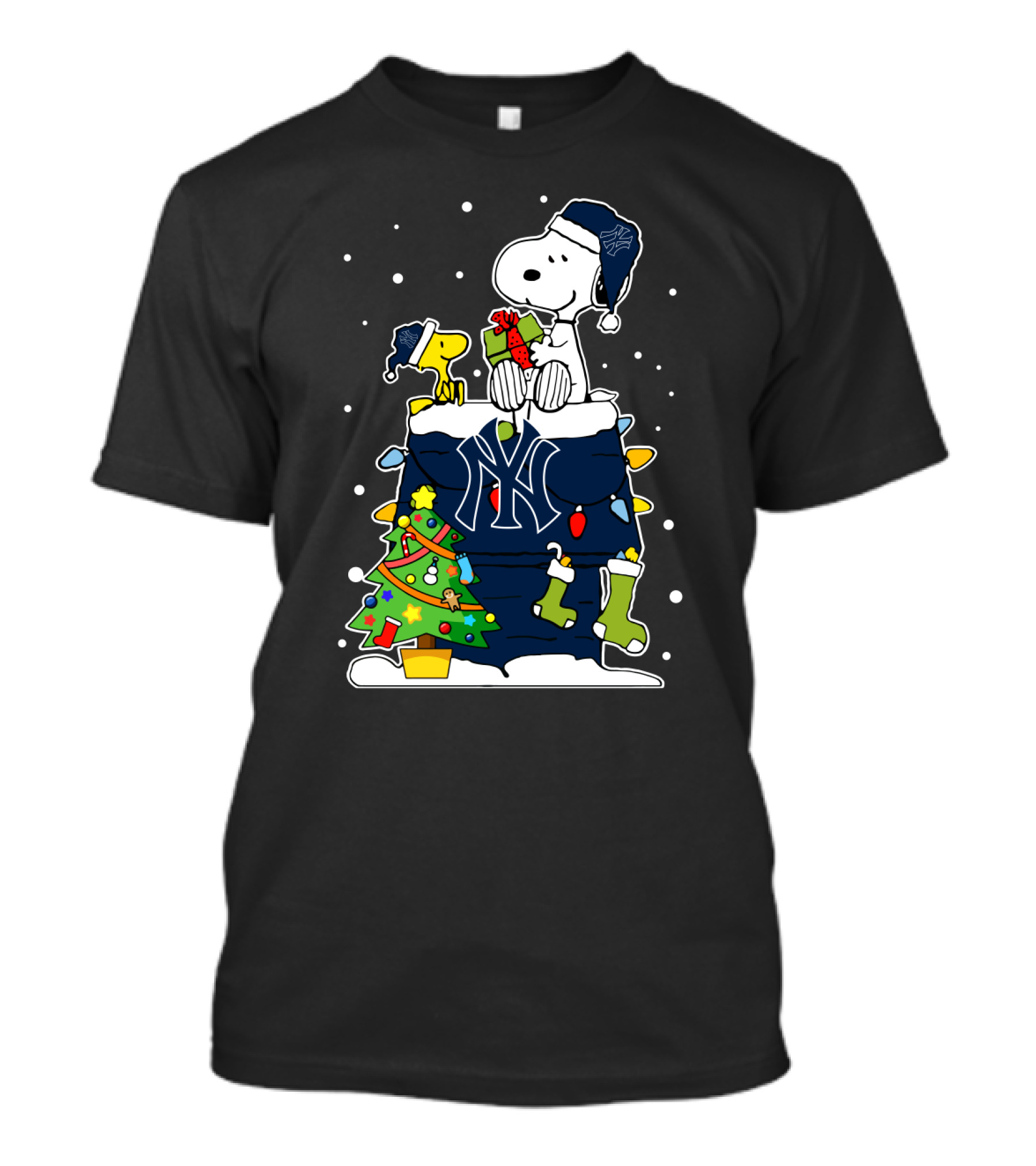 Snoopy And Woodstock Celebrate Christmas With New York Yankees T-Shirt