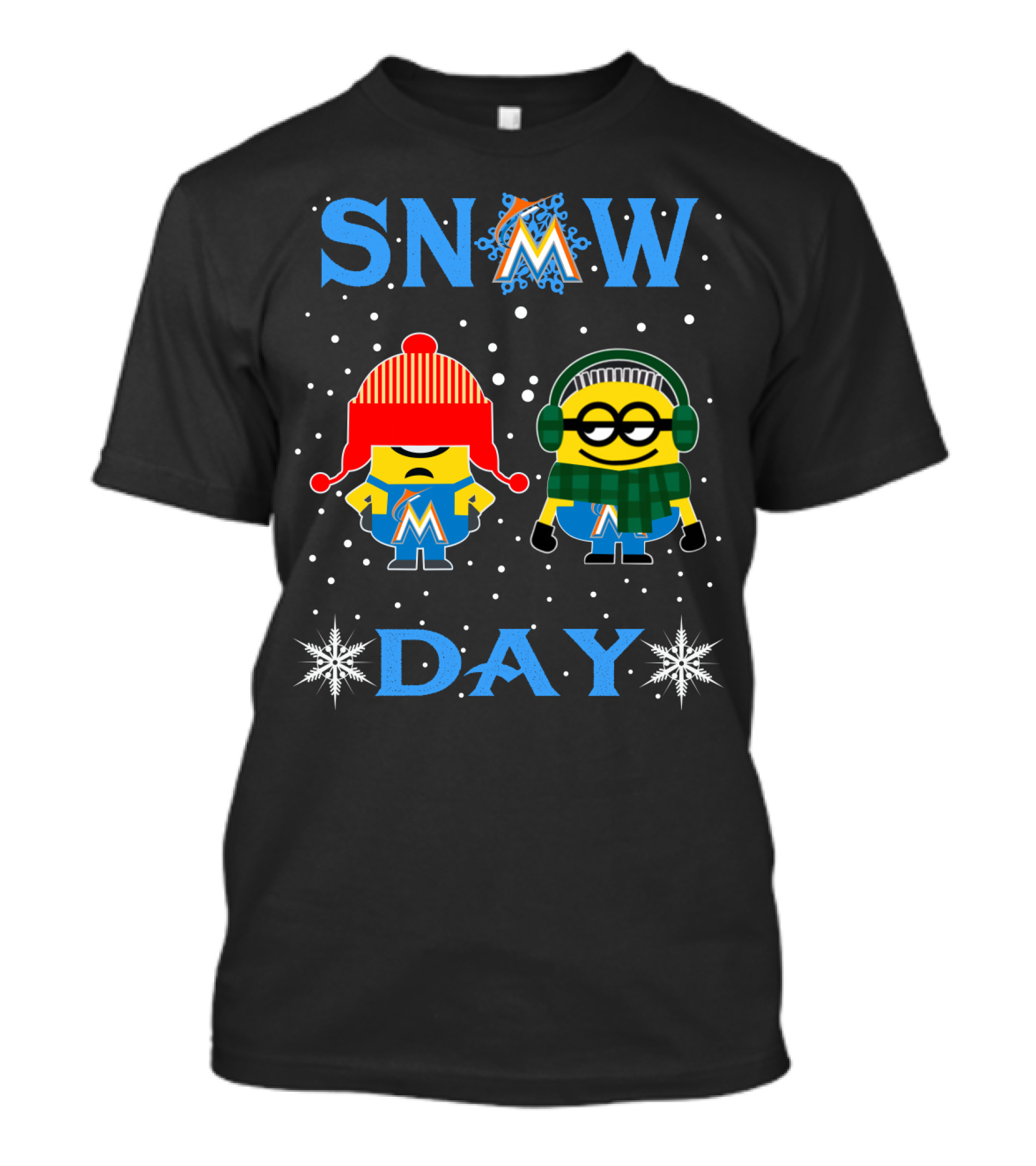Miami Marlins Minions Snow Day Winter Gear T-Shirt