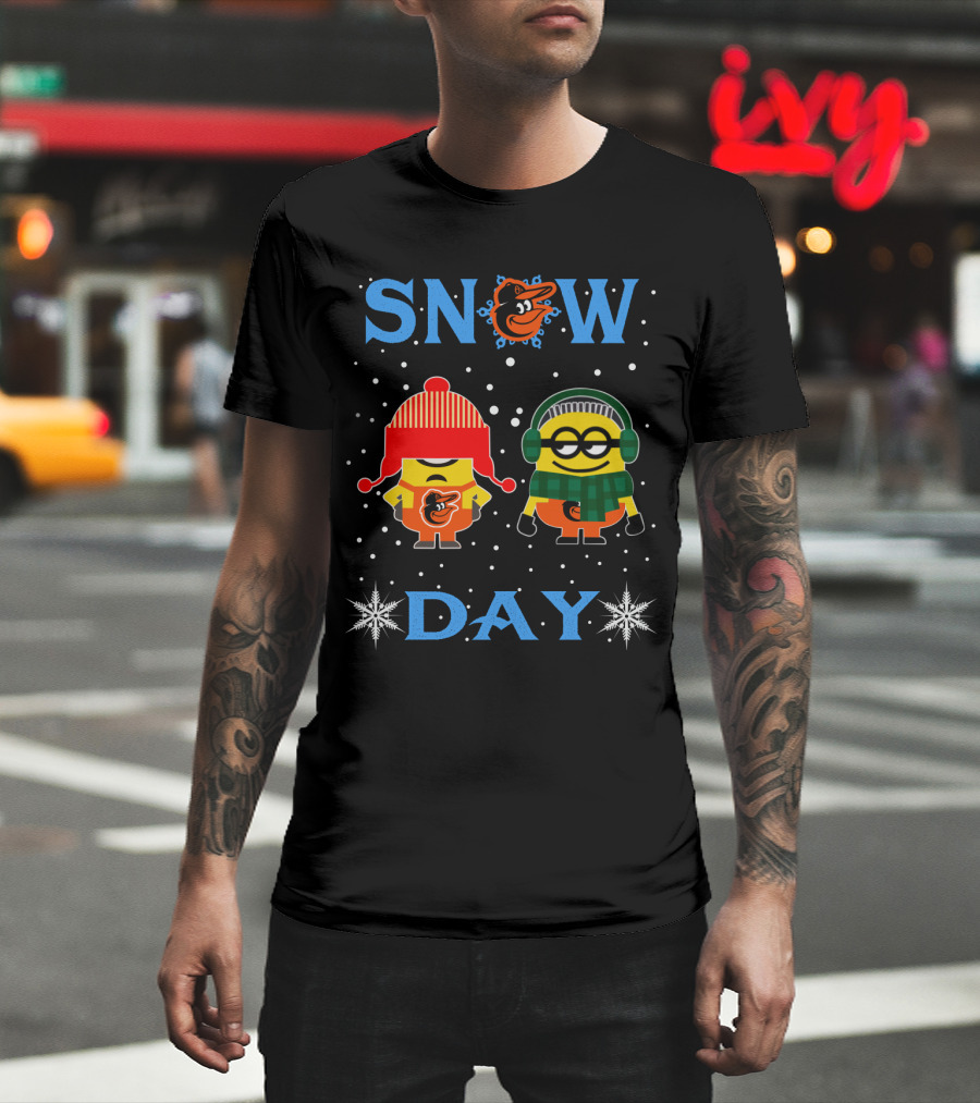 Snow Day Baltimore Orioles Minions Winter T-Shirt