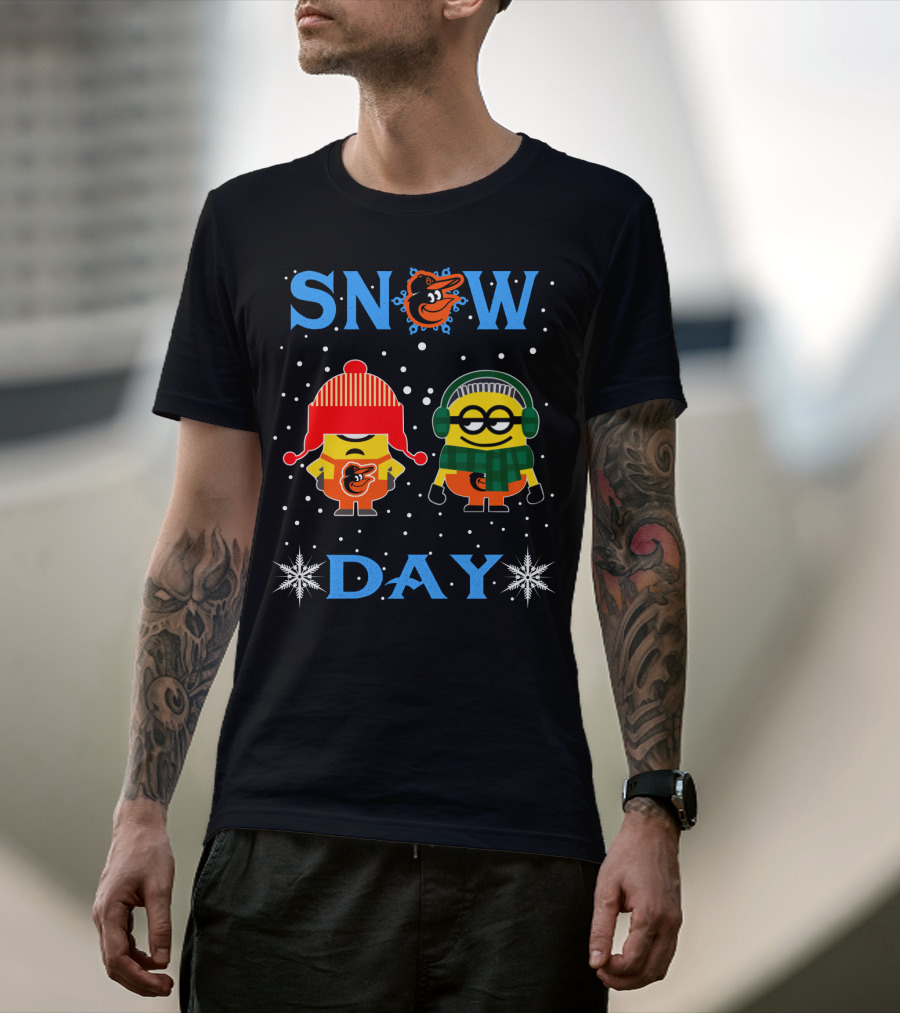 Snow Day Baltimore Orioles Minions Winter T-Shirt